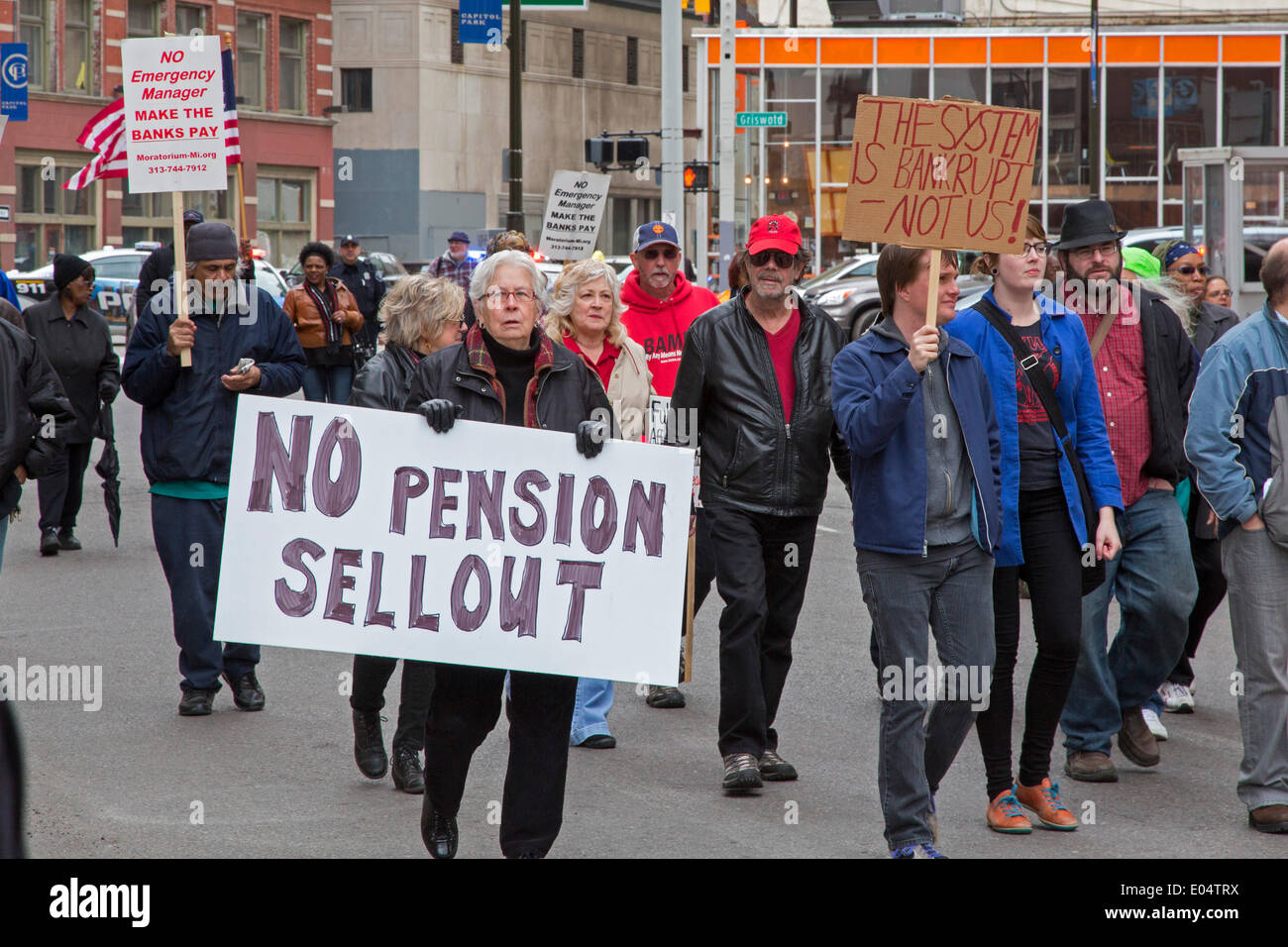 Detroit, Michigan USA - Labor and community activists march through ...