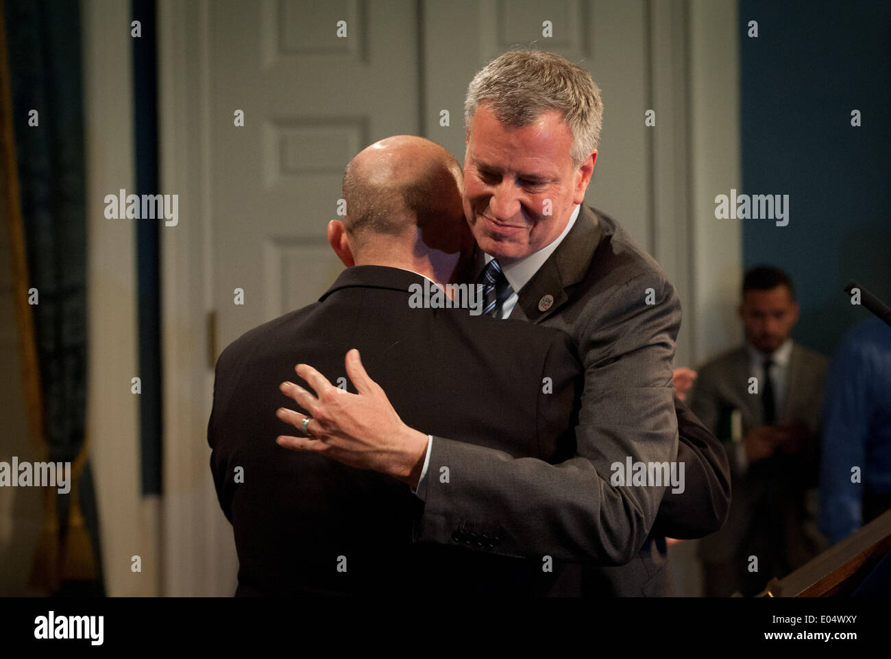 Manhattan, New York, USA. 1st May, 2014. Mayor BILL DE BLASIO embraces ...