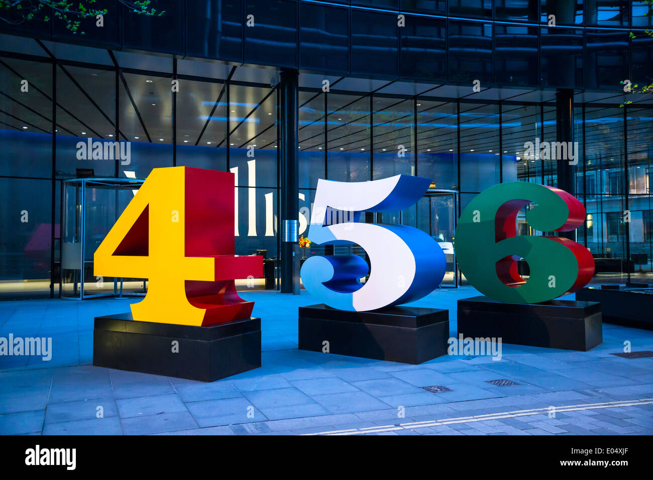 Brightly painted huge numbers in front of the Willis building, City of ...