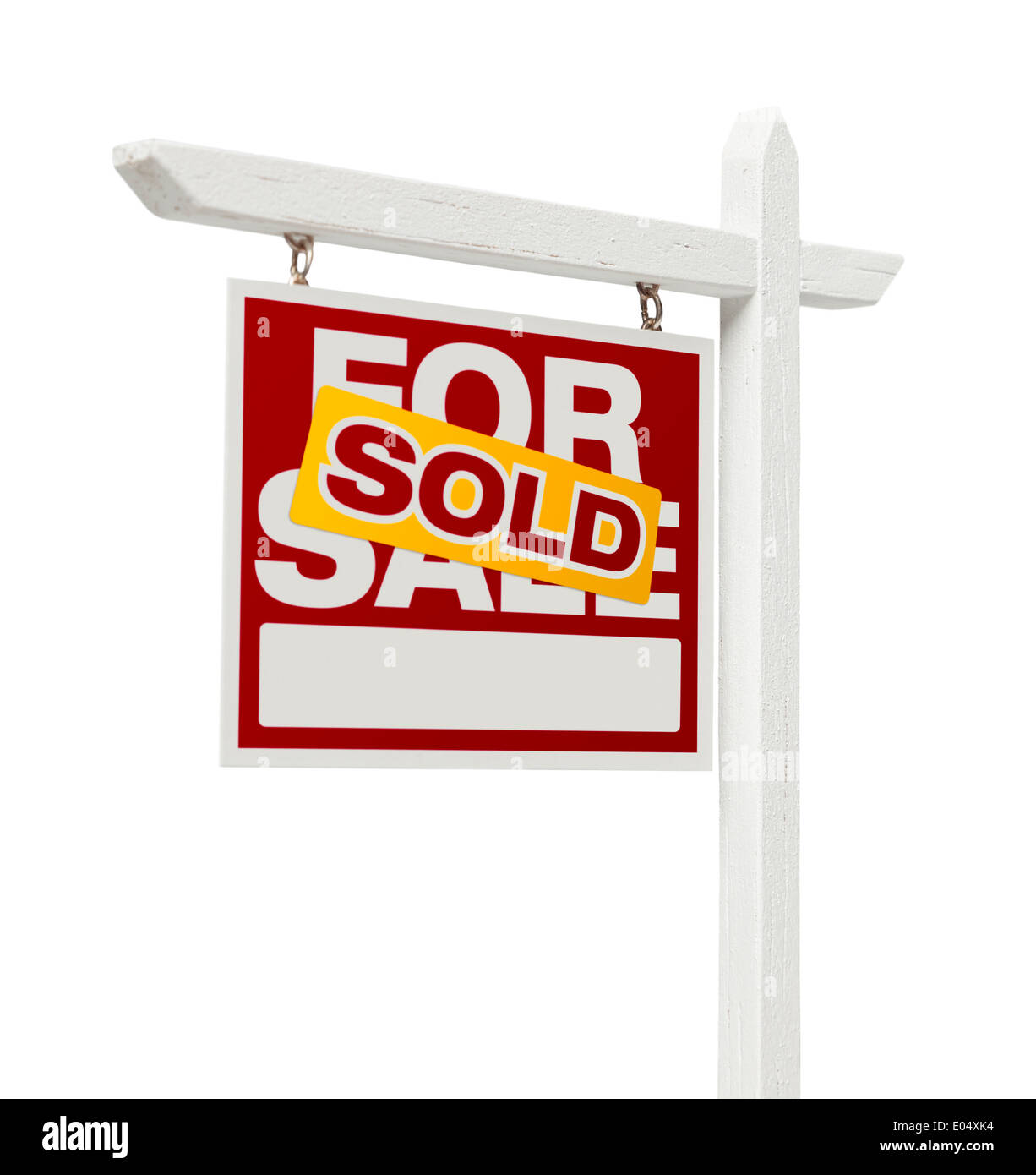 Left Facing Sold For Sale Real Estate Sign with Clipping Path Isolated ...