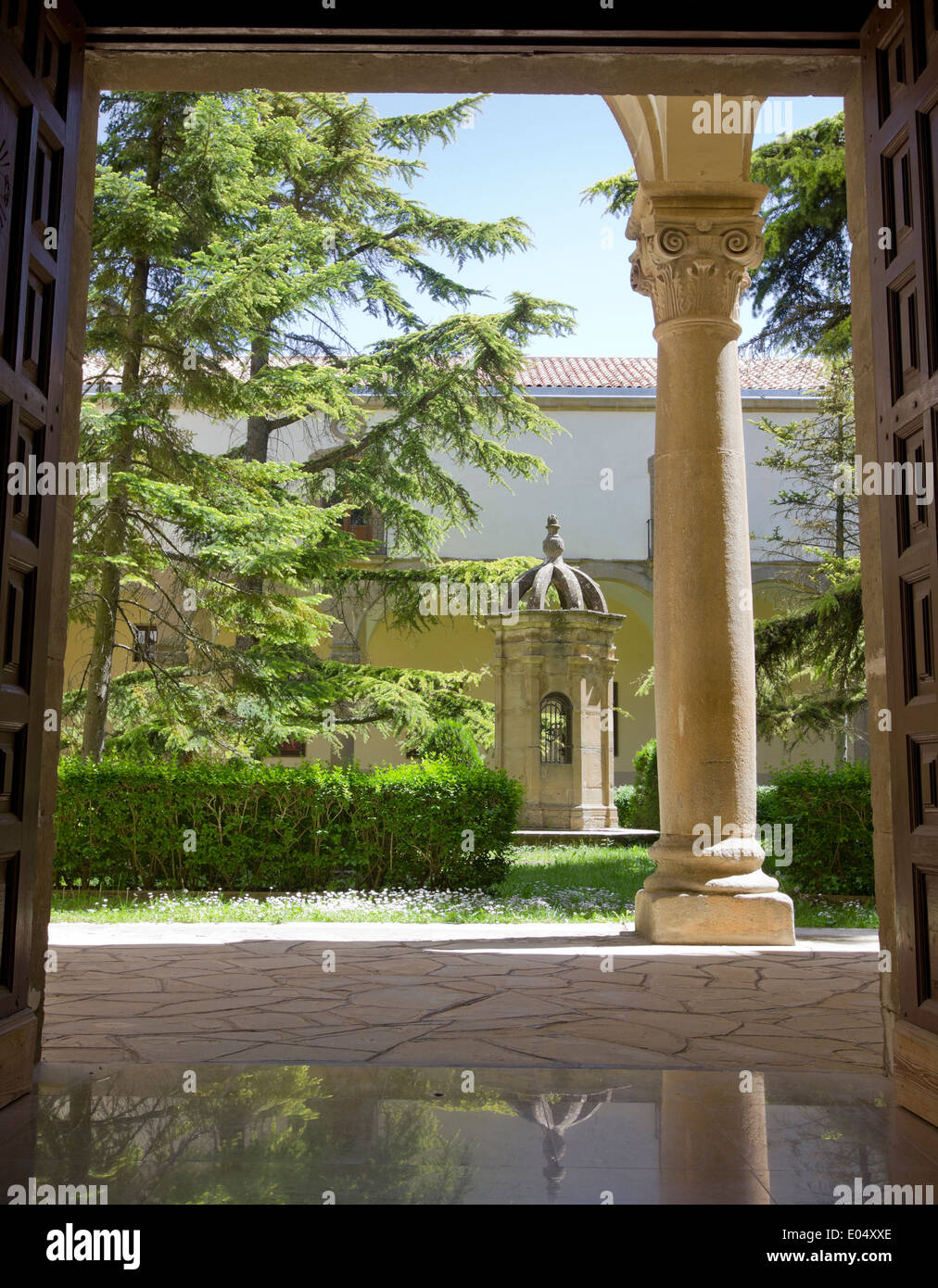cloister inside the convent Sant Ramon de Portell in Segarra regions ...