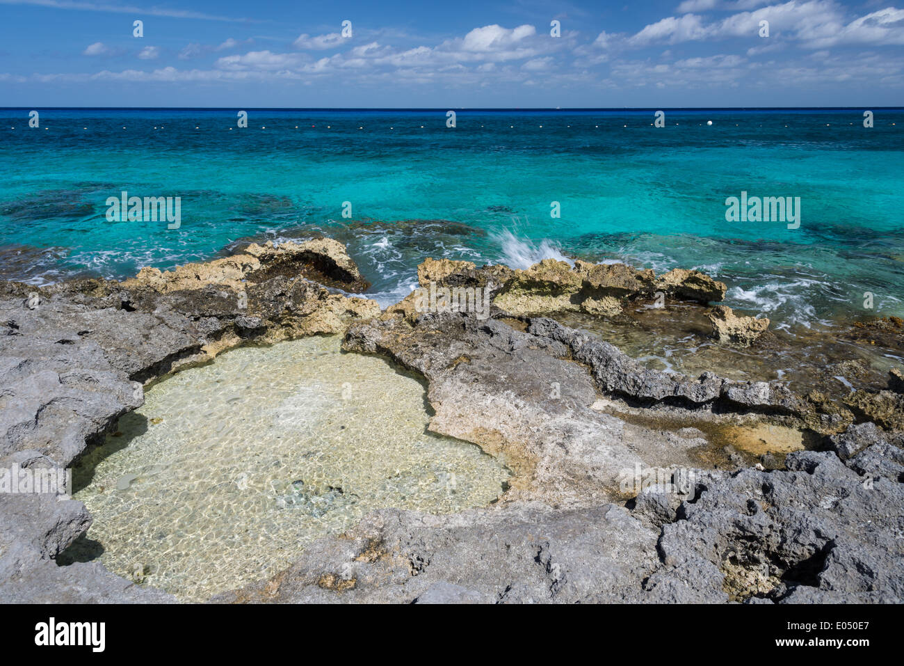 Tidal pool among reef rocks. Cozumel, Mexico Stock Photo - Alamy