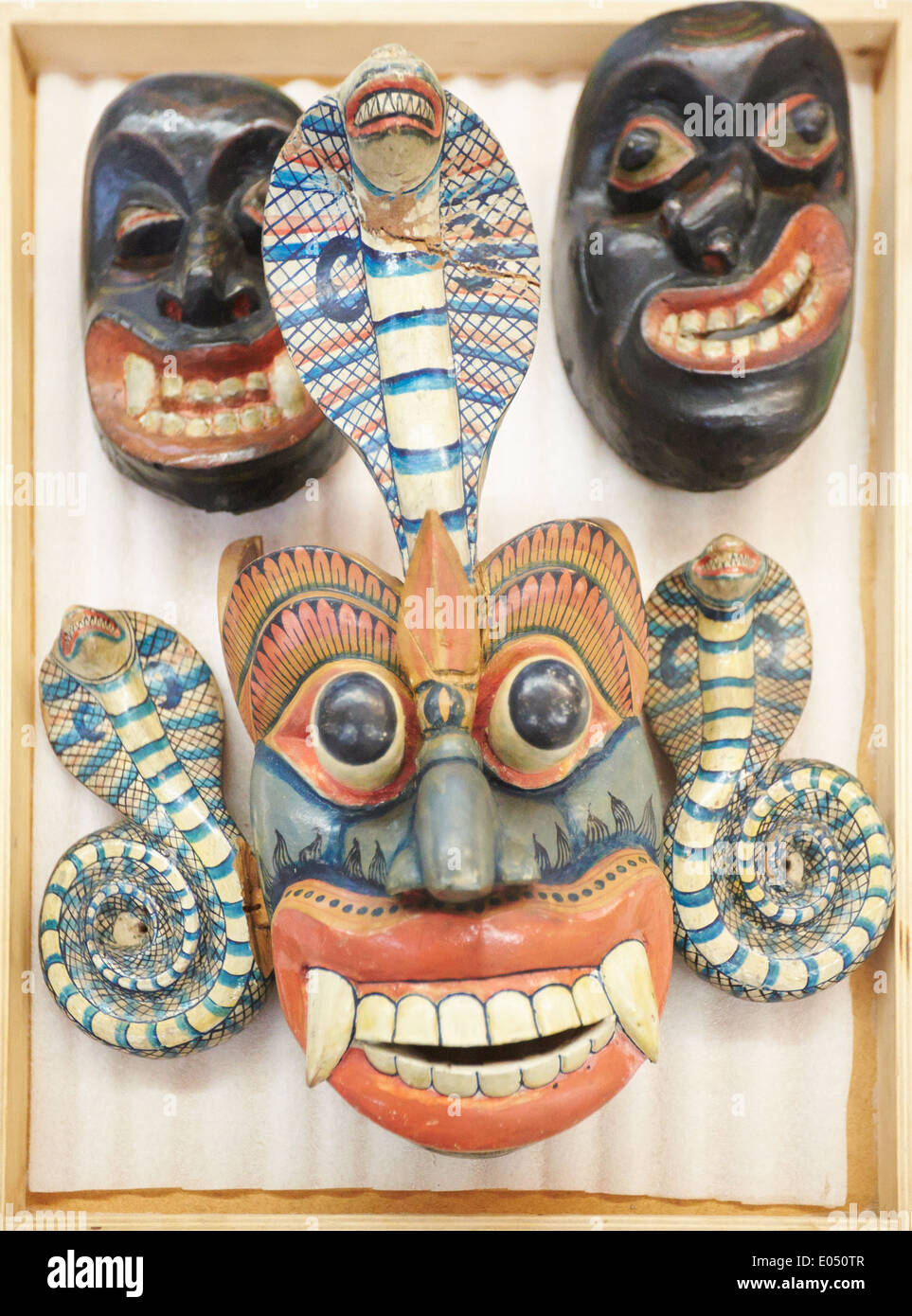 Sri Lankan demon of disease masks being prepared for display at the ...