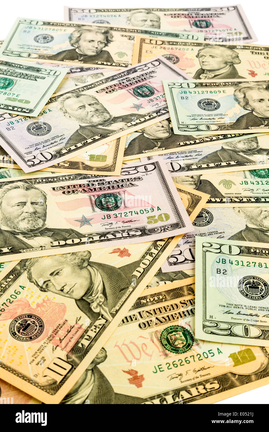 Viele amerikanische dollar geldscheine symbolfoto fuer schulden und ...