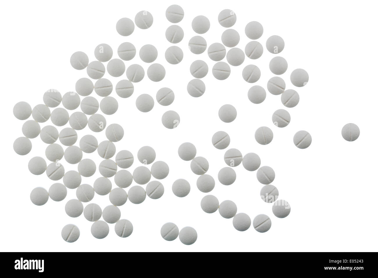 White tablets, symbolic photo for medicine, remedy and tablet addiction ...