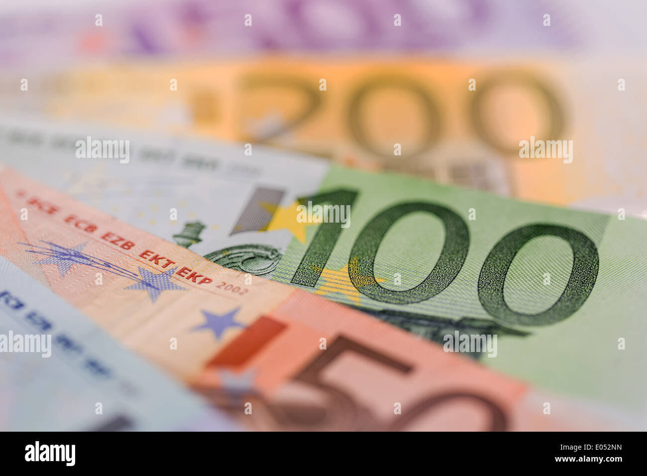 lot of different euro of bank notes. Symbolic photo for wealth and ...