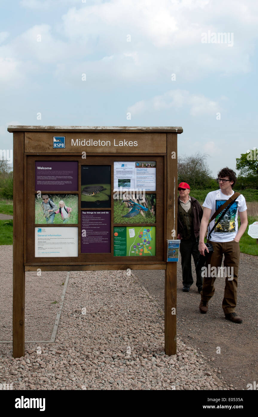 Information board at Middleton Lakes RSPB reserve, Warwickshire ...