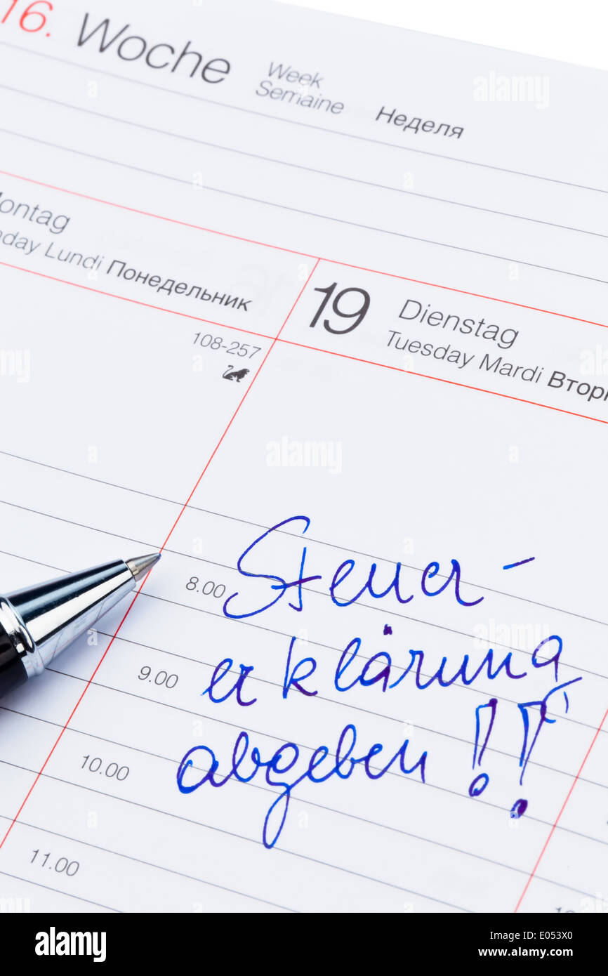 Appointment calendar with notice tax hi-res stock photography and ...