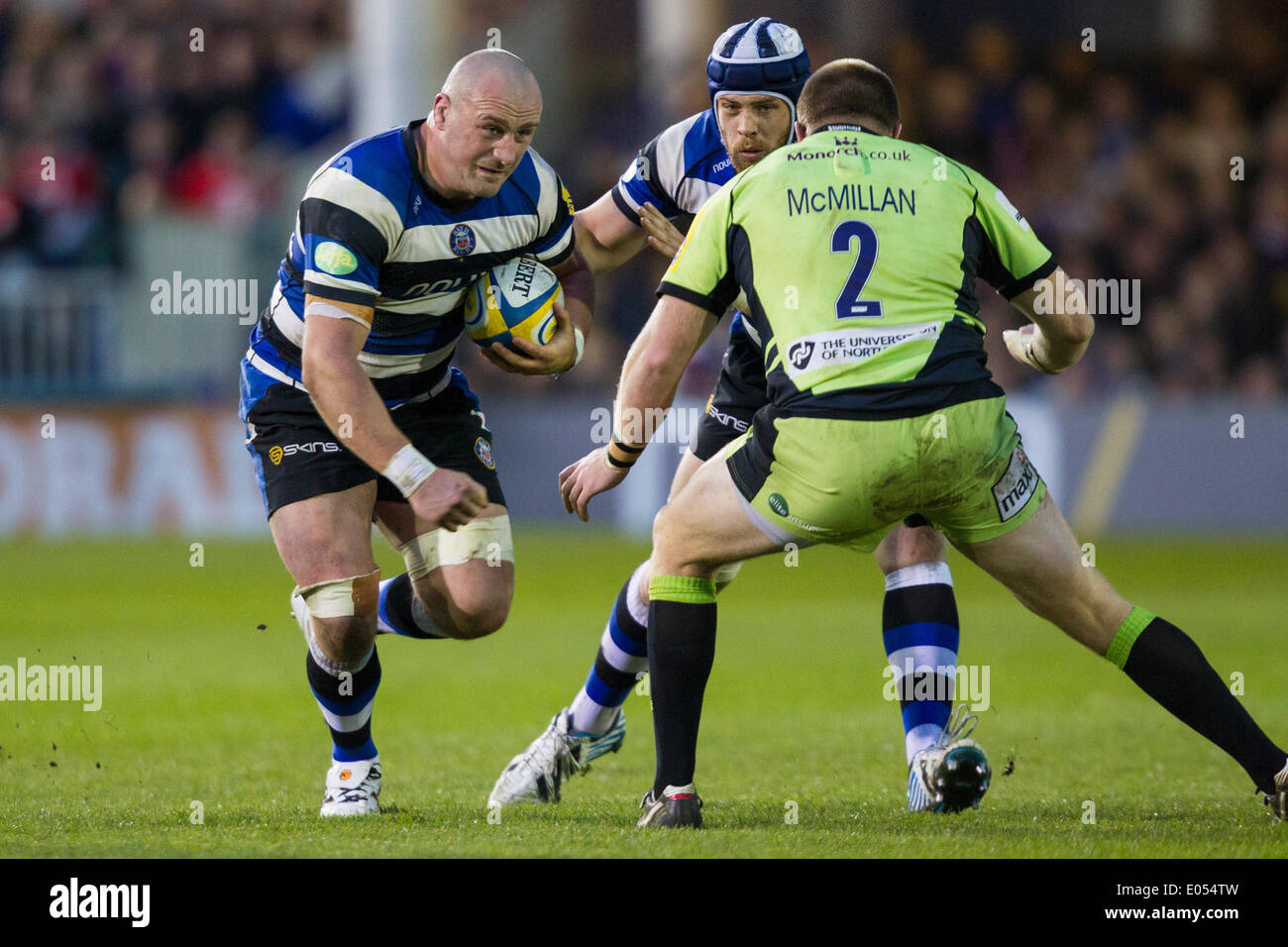 Bath, UK. 02nd May, 2014. Carl FEARNS (Bath Rugby) carries the ball ...