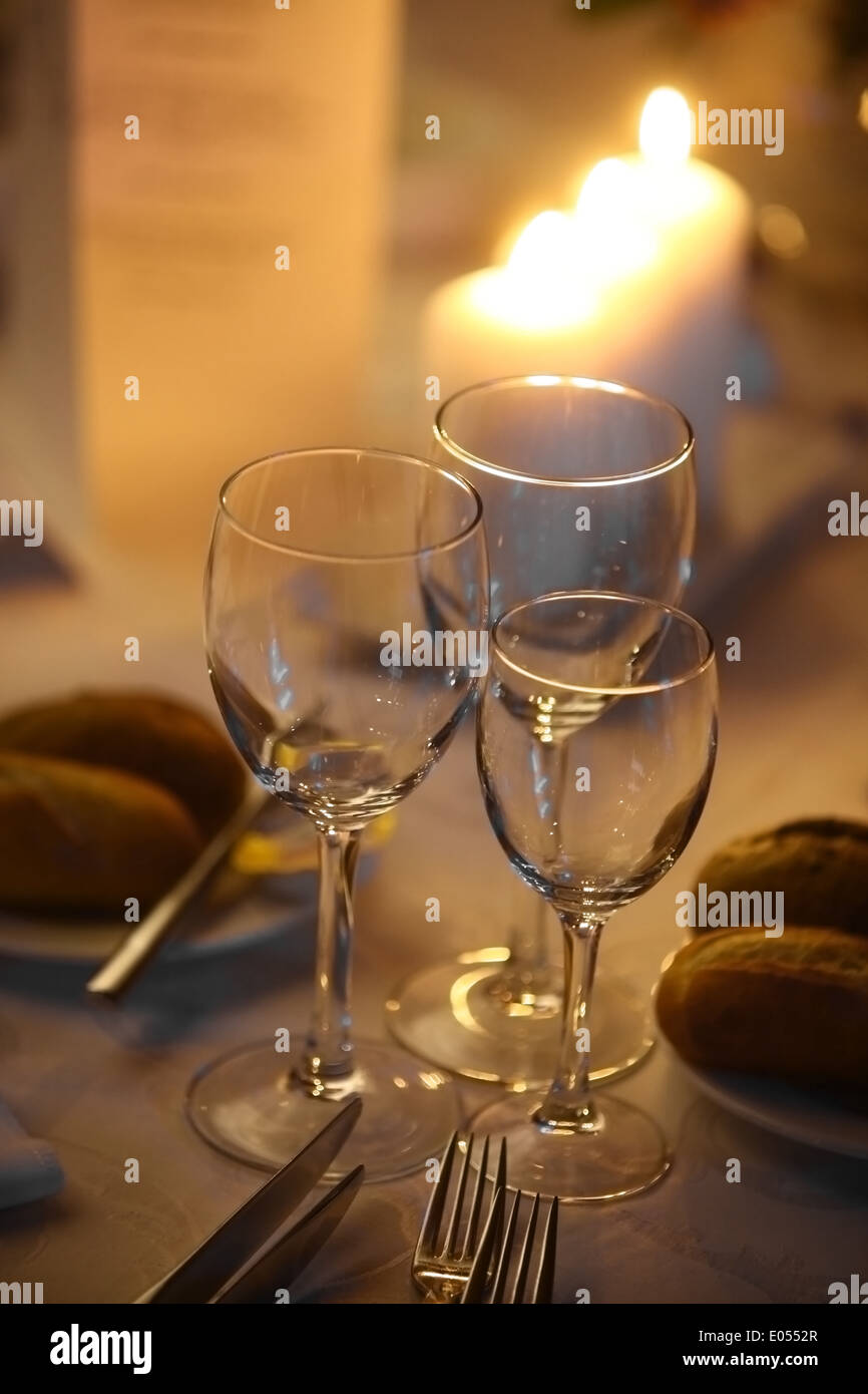 Shot with a dinner table in a restaurant Stock Photo - Alamy