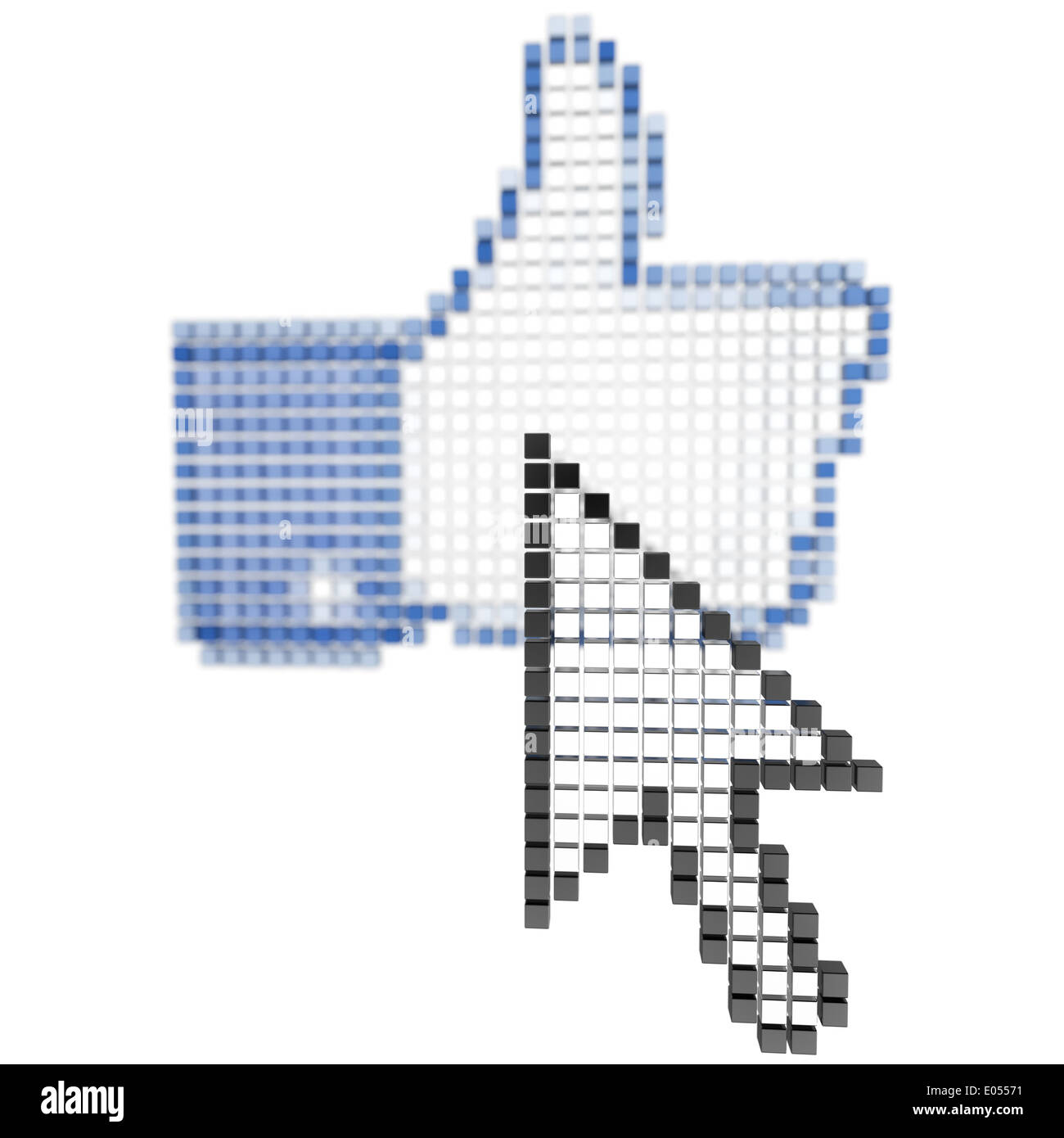 color pixeled thumbs up internet symbol isolated on white Stock Photo ...