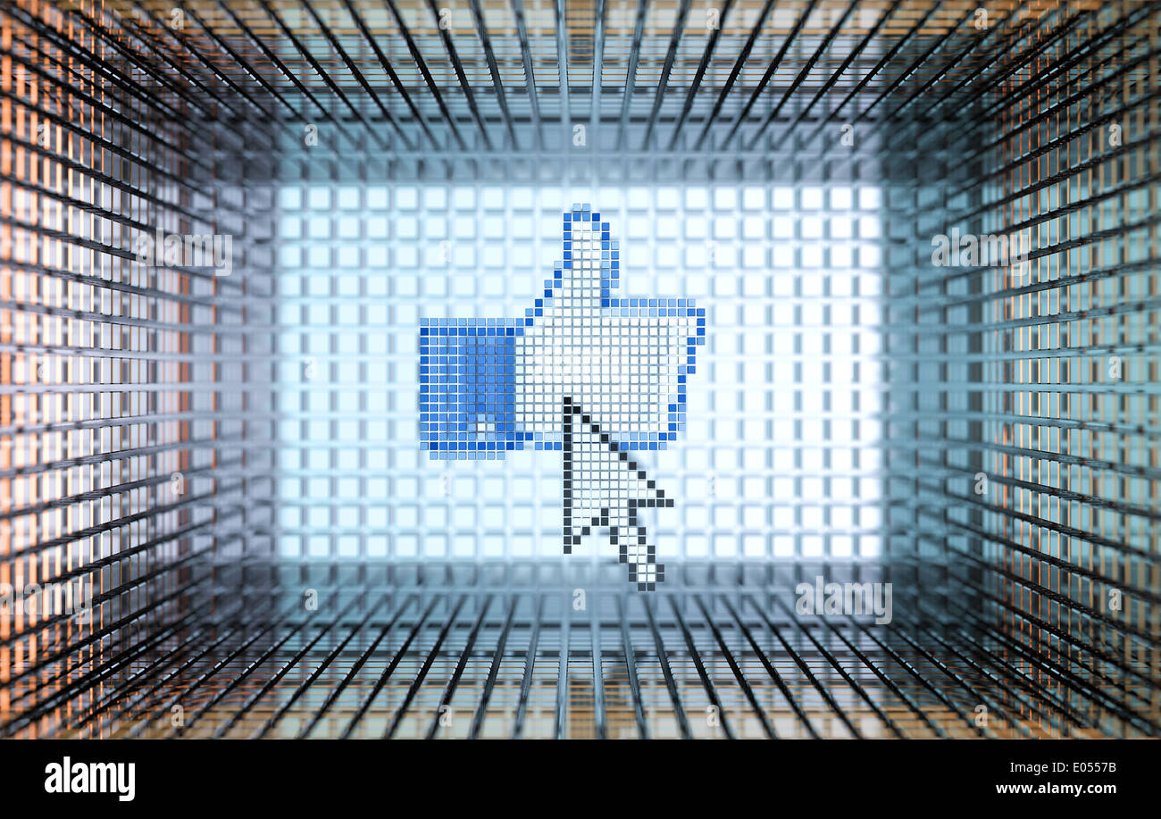 color pixeled thumbs up internet symbol isolated on white Stock Photo ...