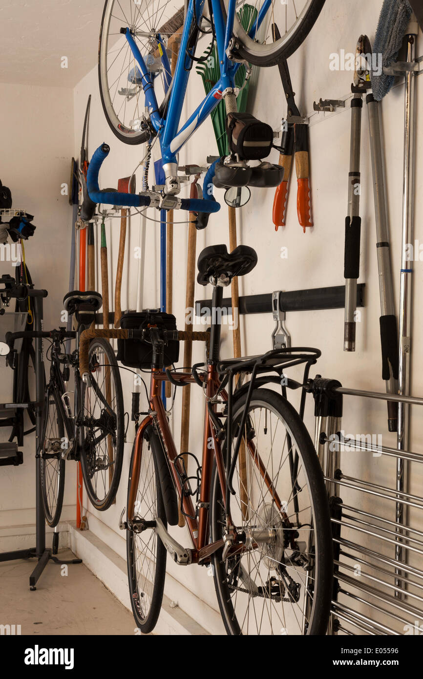 Garage interior bikes tools hi-res stock photography and images - Alamy