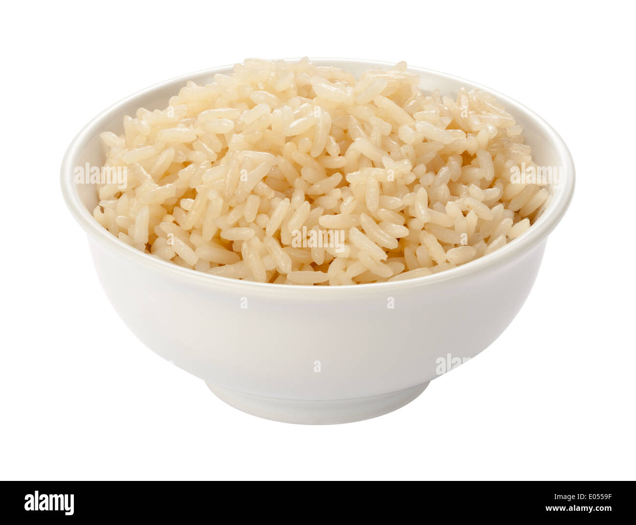 Cooked Rice in a white bowl, isolated on white Stock Photo - Alamy