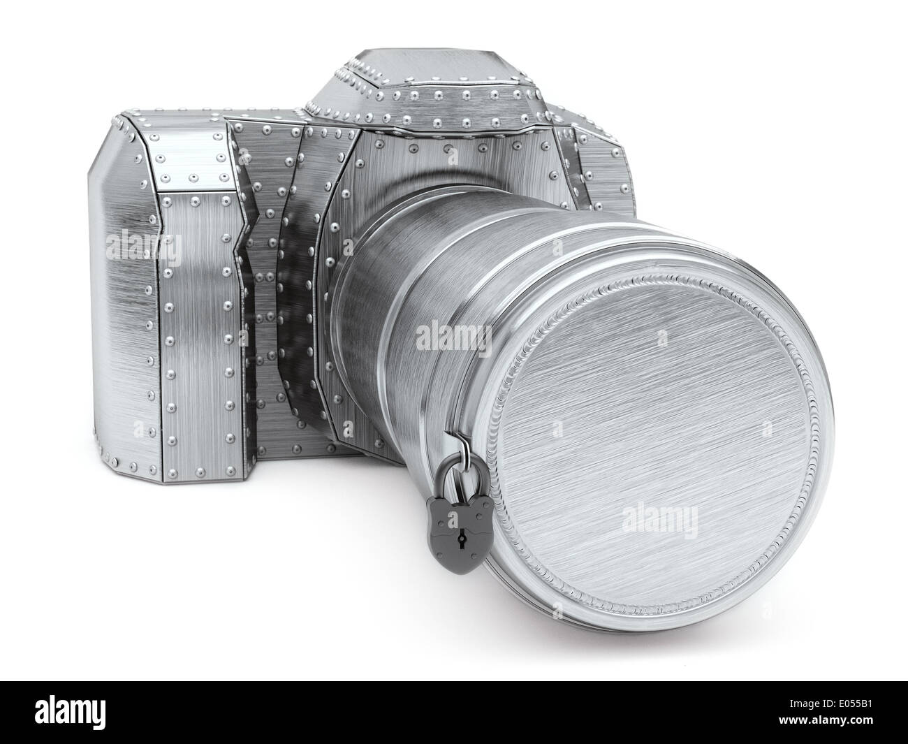 safe camera made out of metal isolated on white Stock Photo - Alamy