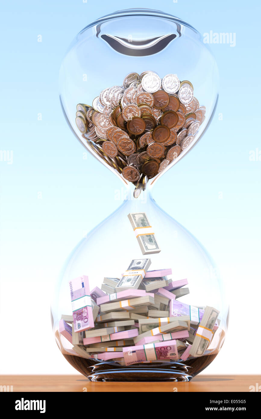 business growth and wealth over time (money in the sand clock ...