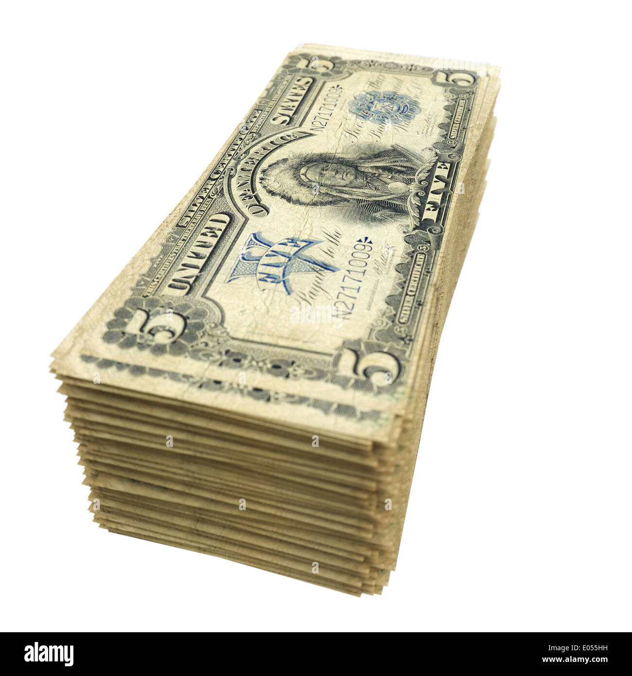 stack of American money isolated on white background Stock Photo - Alamy