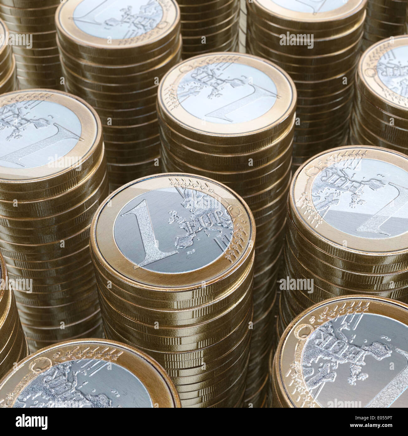 Stack Of 1 Euro Coins (Close-Up Picture Stock Photo - Alamy