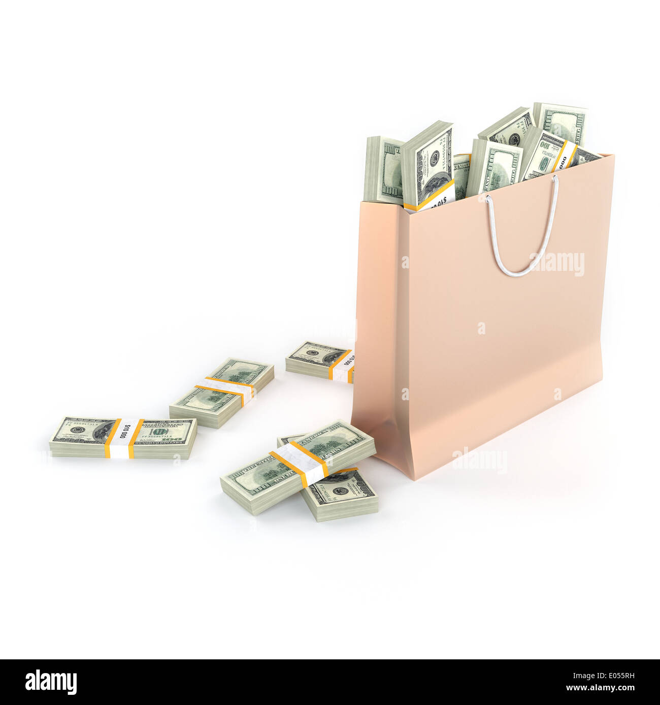 Paper Bag With Dollars (isolated on white background Stock Photo - Alamy