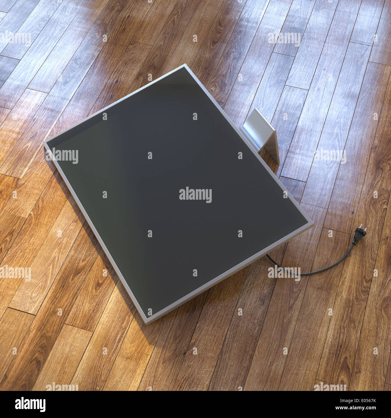 tv screen on wooden floor Stock Photo - Alamy
