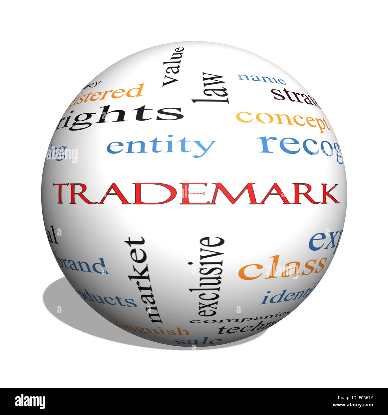 Trademark 3D sphere Word Cloud Concept with great terms such as brand ...