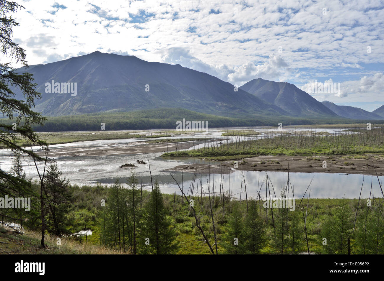 Mountain river Suntar. Landscape of the far corners of the earth in ...