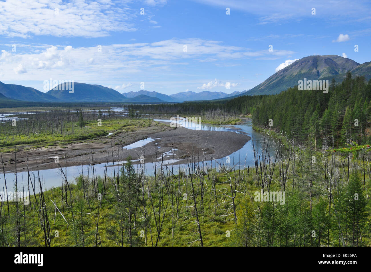 Mountain river Suntar. Landscape of the far corners of the earth in ...