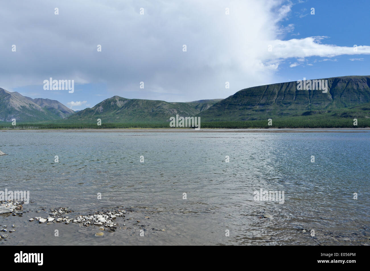 Mountain river Suntar. Landscape of the far corners of the earth in ...