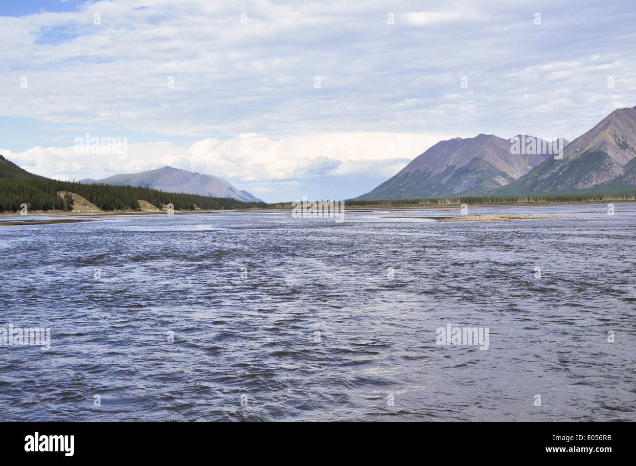 Mountain river Suntar. Landscape of the far corners of the earth in ...