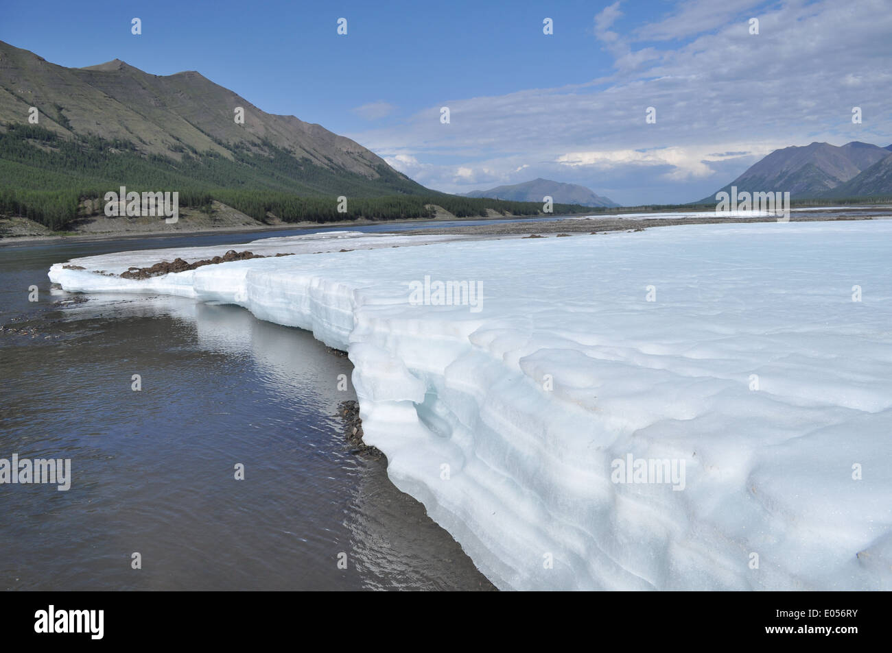 Russia, Yakutia, a ridge of Suntar-khayata, river Suntar, August. The ...