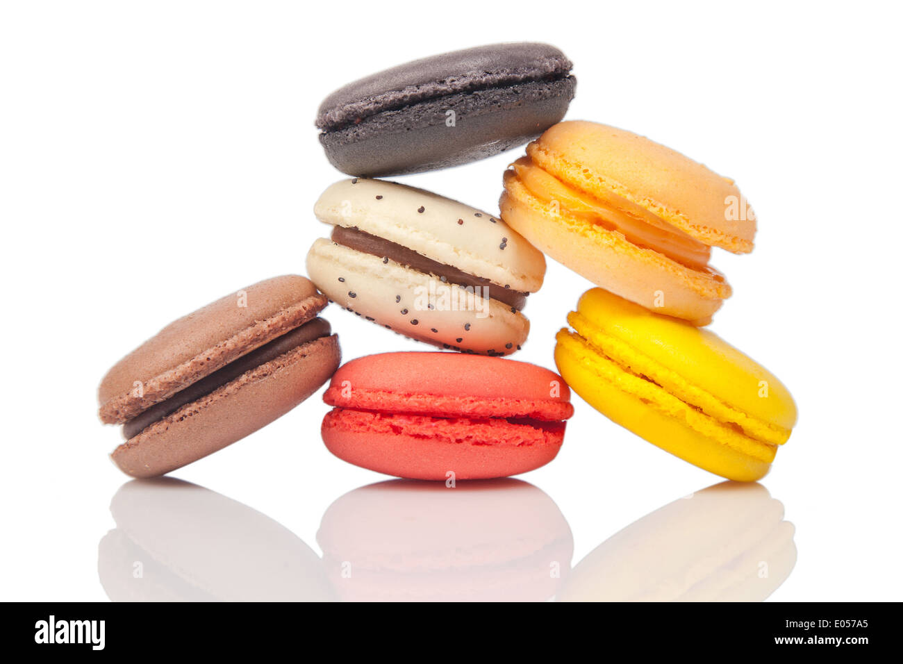 Colorful macaroons, French pastry on white background Stock Photo - Alamy