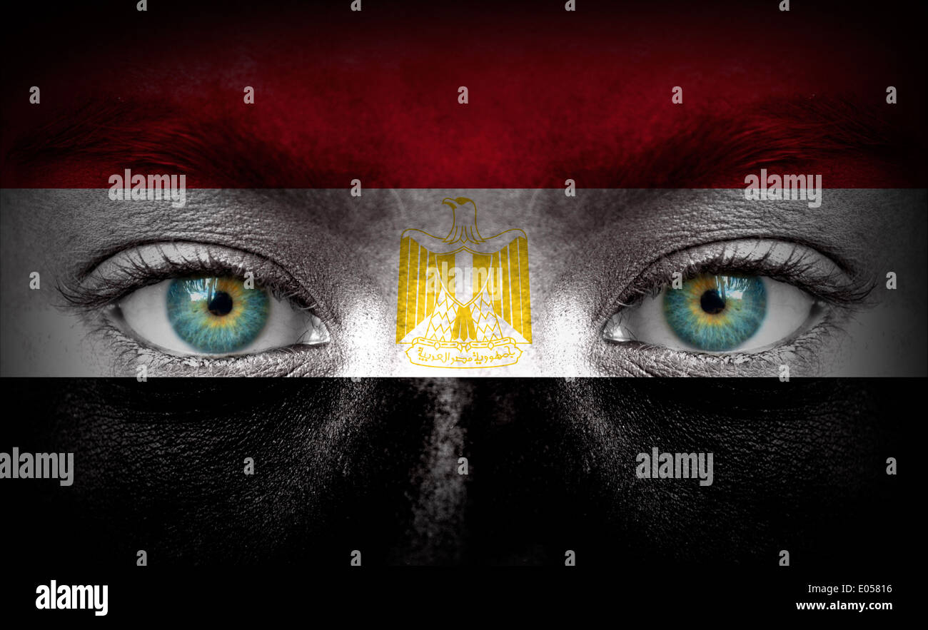 Human face painted with flag of Egypt Stock Photo - Alamy