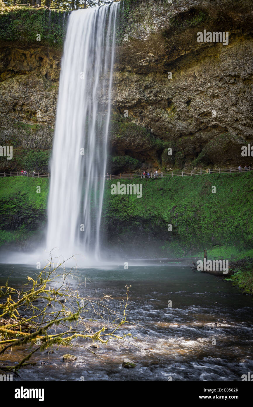 beautiful natural scene of silver lake falls in Oregon with blured ...