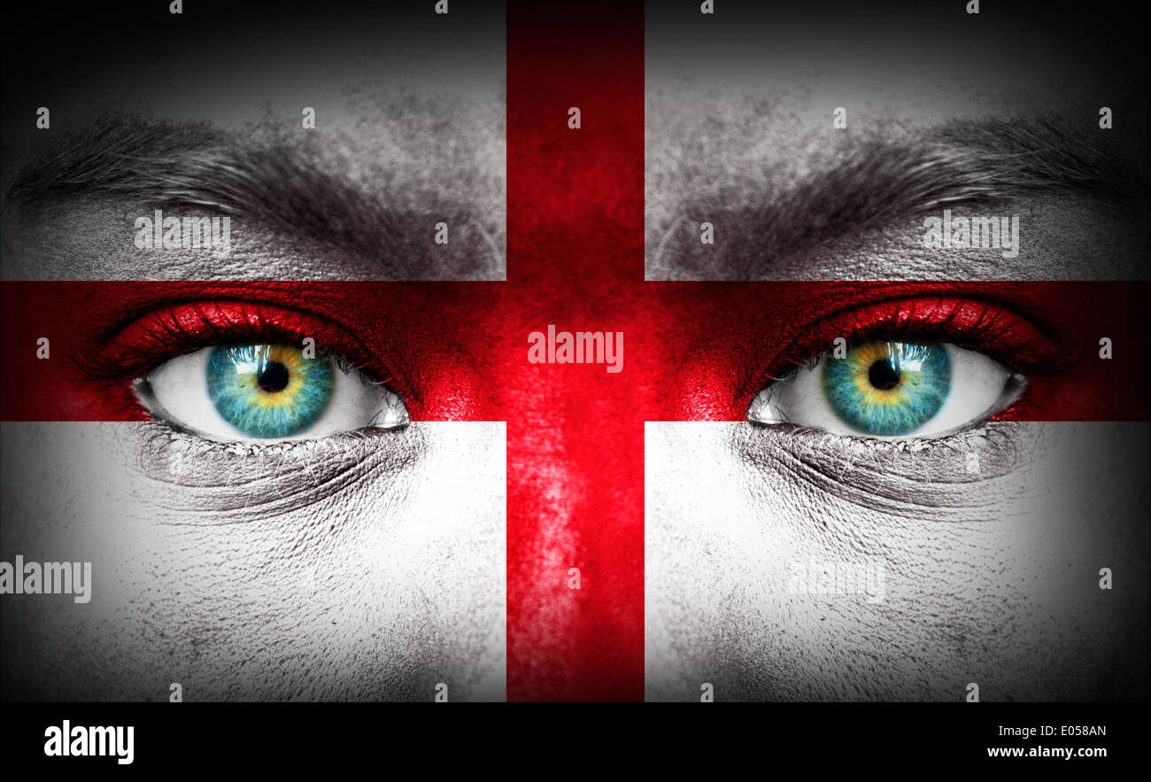 Human face painted with flag of England Stock Photo - Alamy