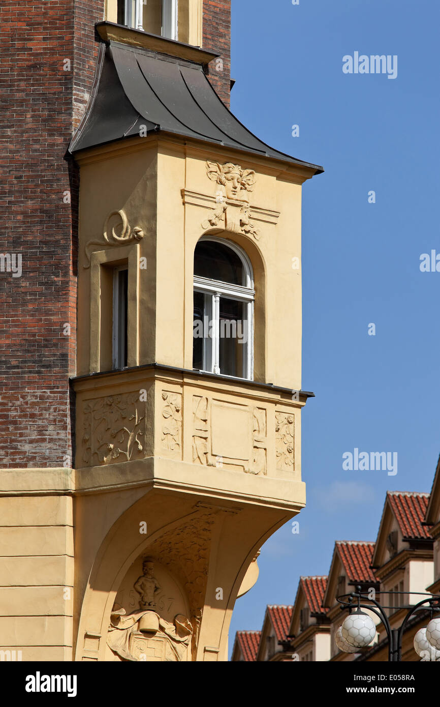 Nicely renovated houses in the Prague Old Town. Prague architecture ...