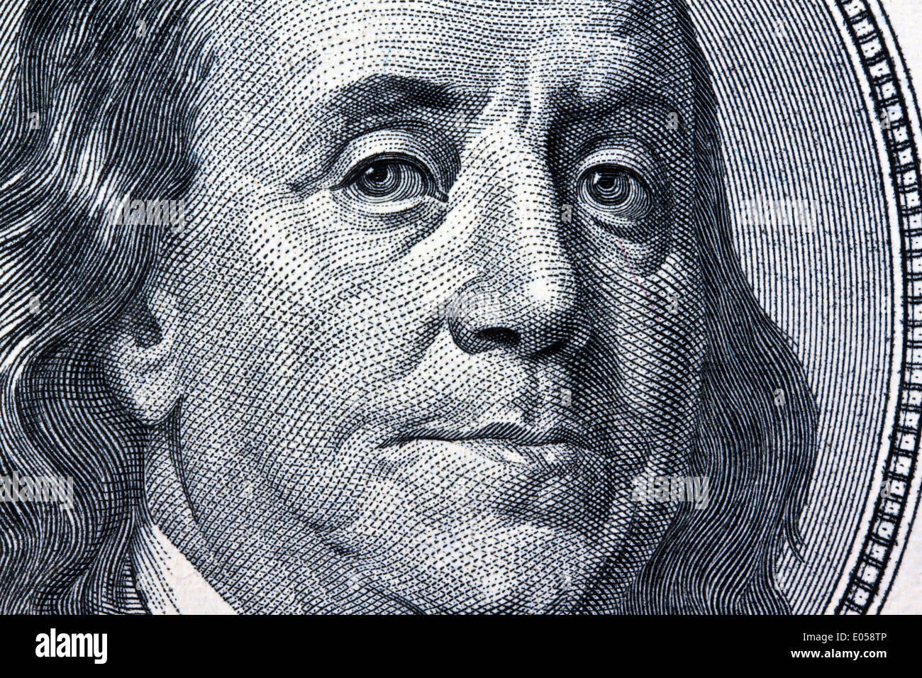 Detail of american dollar of bank notes franklin hi-res stock ...