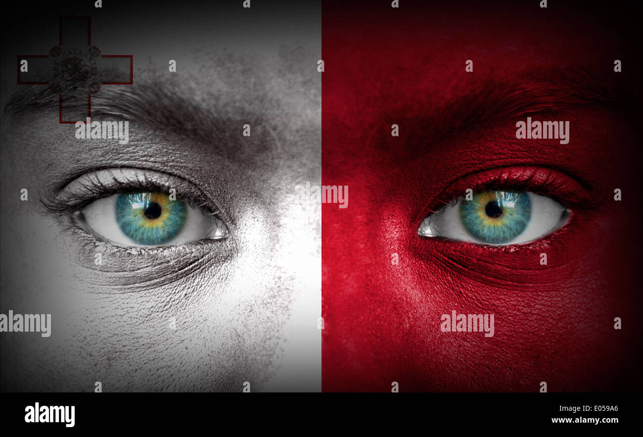 Human face painted with flag of Malta Stock Photo - Alamy