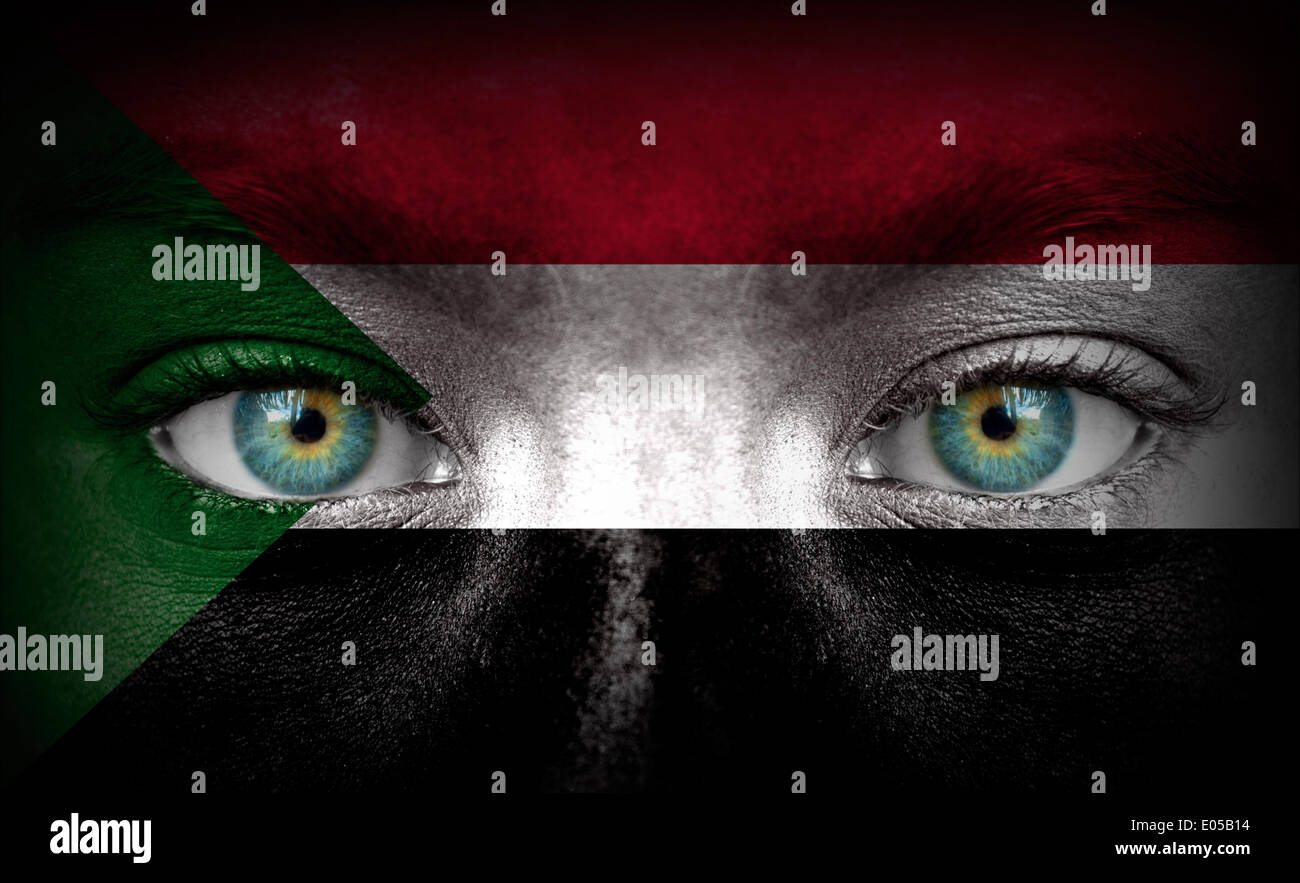 Human face painted with flag of Sudan Stock Photo - Alamy