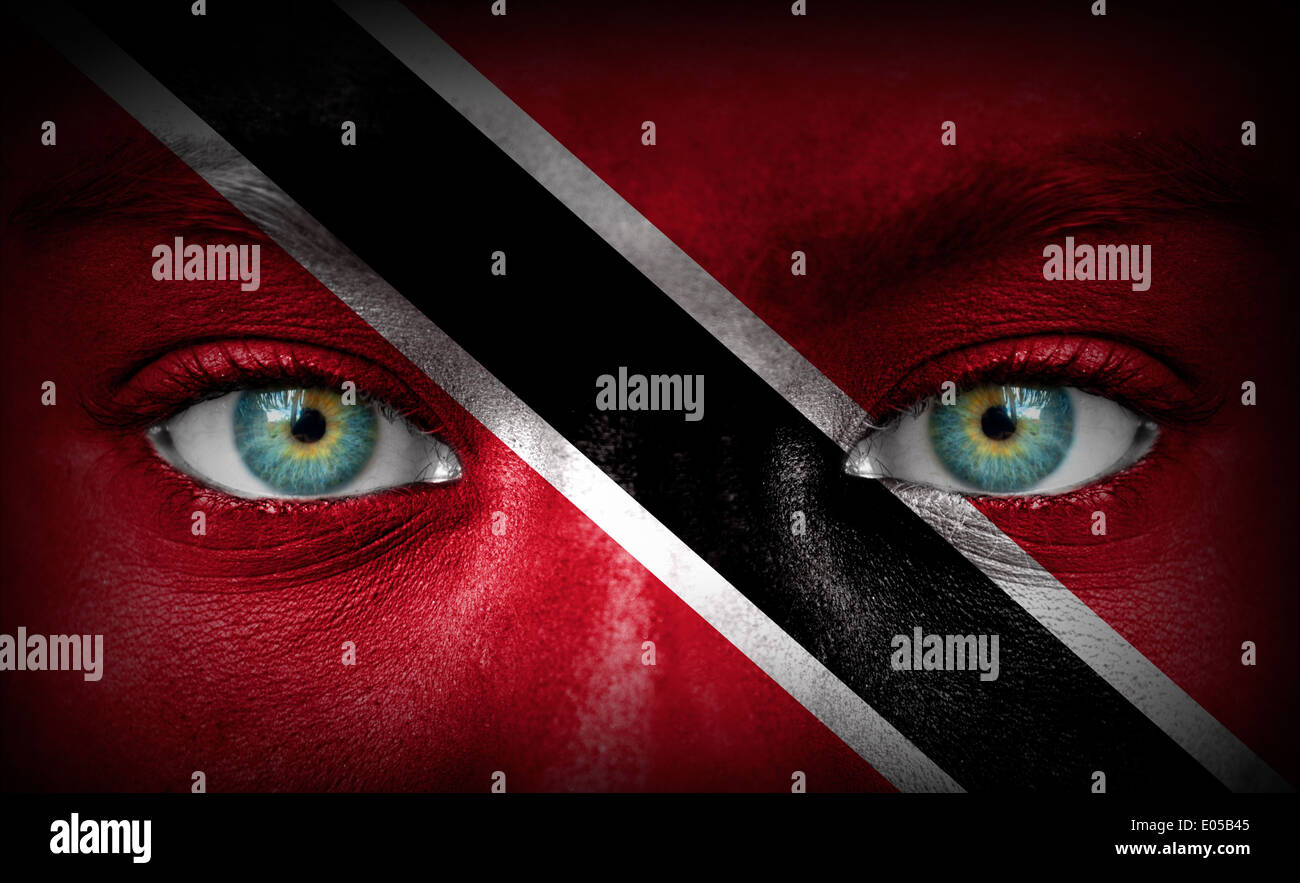 Human face painted with flag of Trinidad and Tobago Stock Photo - Alamy
