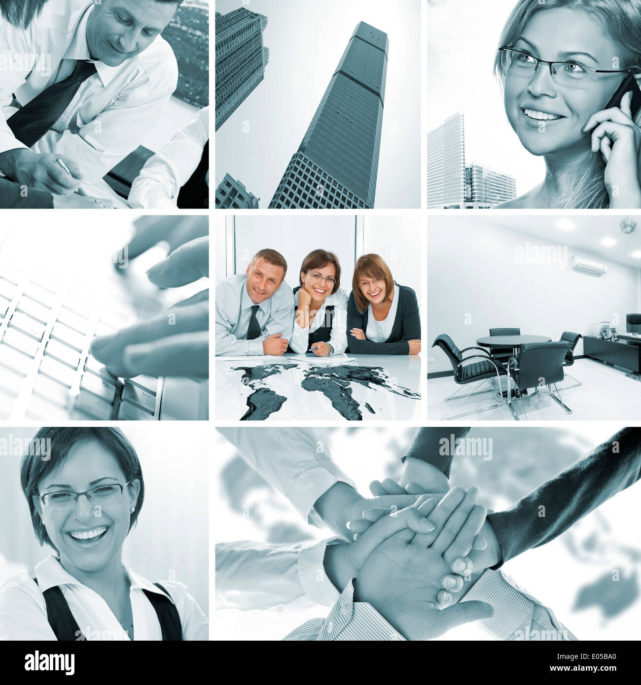 business theme photo collage composed of few images Stock Photo - Alamy