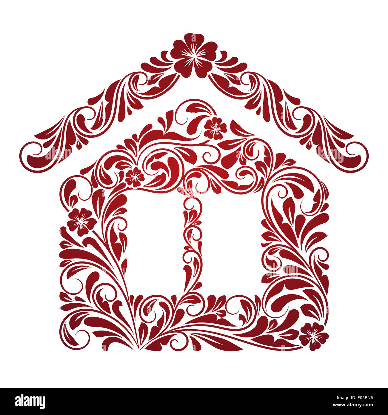 Floral house icon Stock Photo - Alamy
