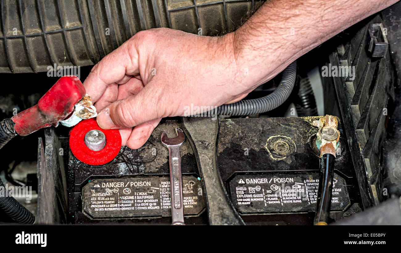 Replacing red felt anti corrosion disk Stock Photo - Alamy