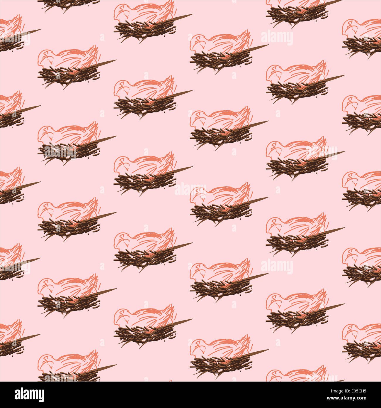 Seamless pattern of a bird in the nest. Vector illustration Stock Photo ...