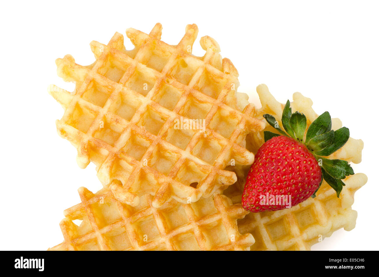 Waffles and strawberry isolated on white background Stock Photo - Alamy