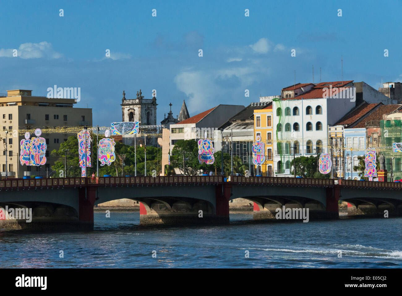 Bridge and buildings along the river, Recife, Pernambuco State, Brazil ...