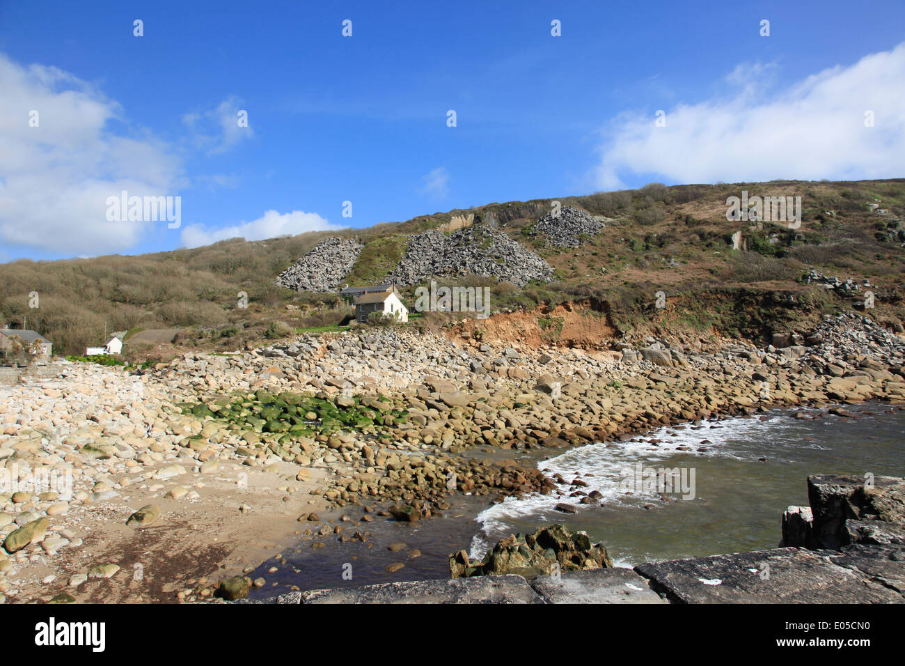 Granite Mine and Beach Lamorna Cove Cornwall England Stock Photo - Alamy