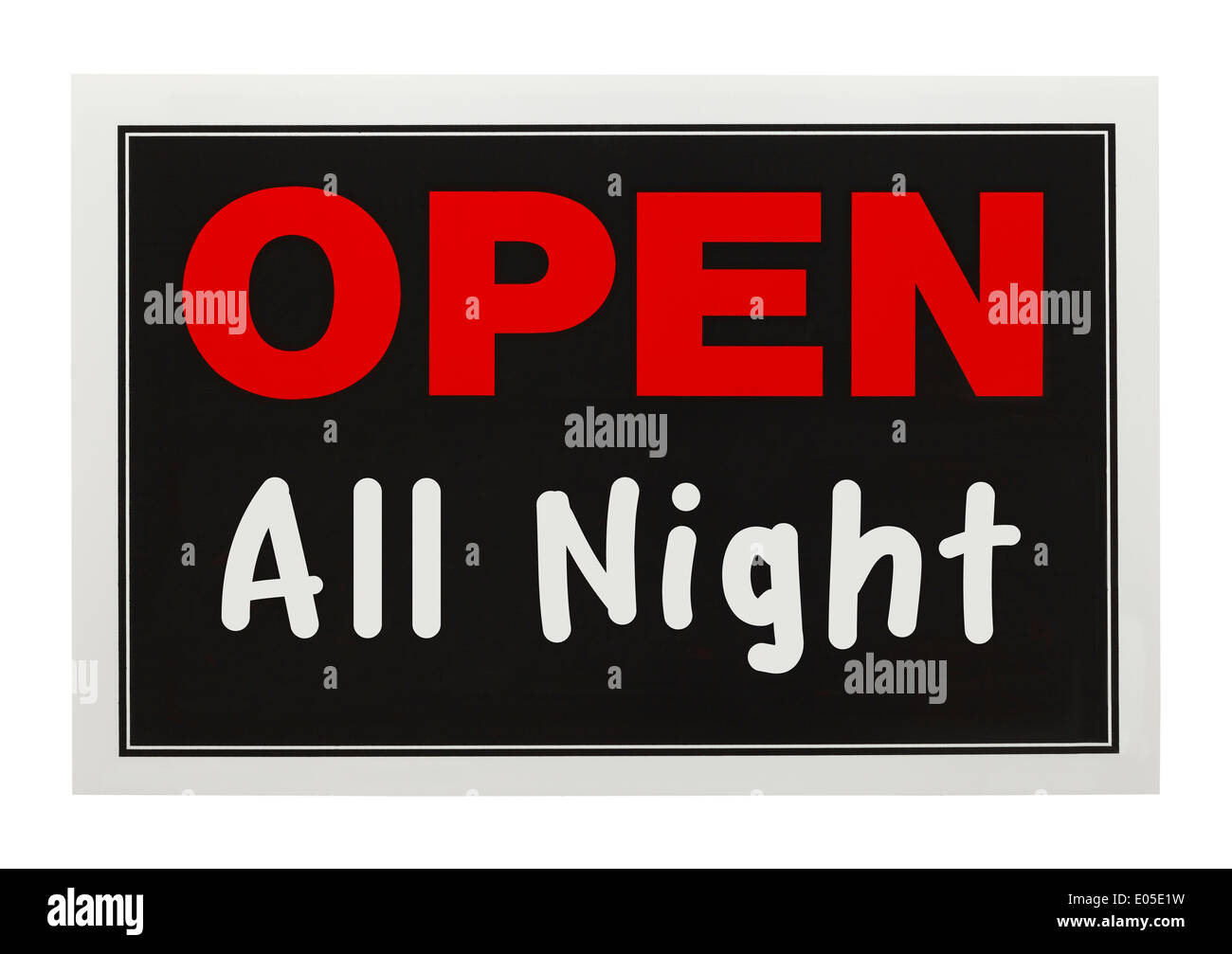 Sign with Open All Night on It Isolated on White Background Stock Photo ...