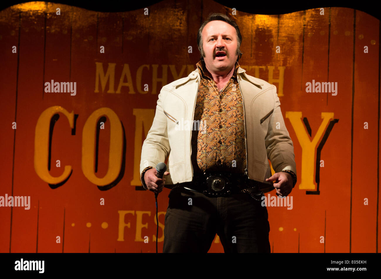 Machynlleth, Wales, UK. 2nd May 2014. Welsh comedian MIKE BUBBINS on ...