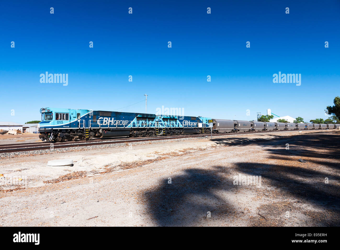 Rail bulk grain carrier as it shunts into position alongside the grain ...