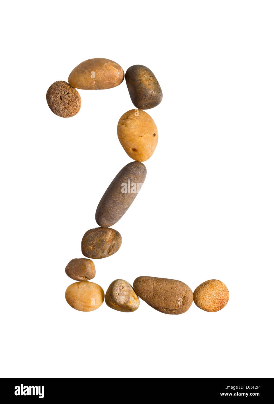 Number 2 made by small rocks on isolate background Stock Photo - Alamy